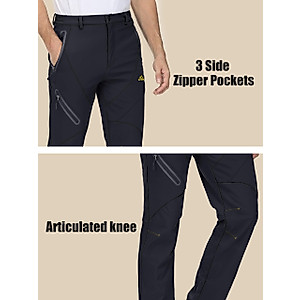 MAGCOMSEN Winter Pants Men Fleece Lined Pants Warm Pants Waterproof Pants Ski Pants Snow Pants Hiking Pants Tactical Pants Black