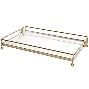 Cabilock Bathroom Organizer Vanity Tray Bathroom Countertop Organizer Sink Dresser Makeup Organizer Cosmetics Holder Spices Rack Bathtub Tray for Tissues Candles Towel Soap Vanity Organizer