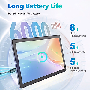 FATARUS Tablet 2023 Newest Android Tablet 10.4 inch, Octa-Core WiFi Tablet, 4GB RAM + 64GB ROM 128GB Expandable Storage, Large Touch-Screen Tablet, 5+13MP Dual Camera/Bluetooth/GPS/HD Display/Case