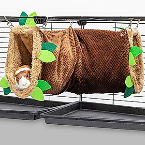 Guinea Pig Tunnel Hammock - Soft Fleece Rat Hammock Hideout for Hamster Ferret Chinchilla Hedgehog Squirrel Small Animals - Swing Pet Hammock House Habitat Cage Accessories for Playing Sleeping