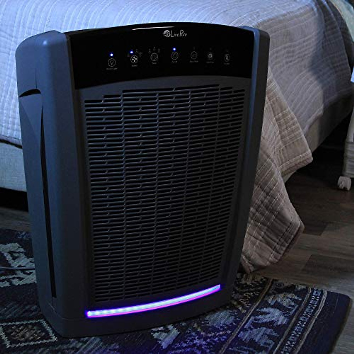 LivePure Bali Series Multi-Room Whole House Large Console Air Purifier, True HEPA Filter Captures Allergens, Smoke, Mold, Pollen, Dust Mites, Slate Black