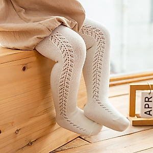 Taous Assam Baby Girls Tights Knit Lace Mesh Breathable Stockings Toddler Pantyhose Infant Leggings Beige/Pink/Kakhi Size 12-24 Months