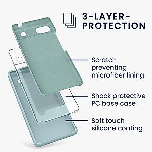 kwmobile Case Compatible with Google Pixel 6a Case - TPU Silicone Phone Cover with Soft Finish - Cool Mint