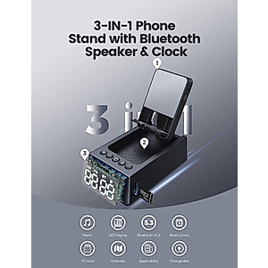 Gifts for Him, Her, Cell Phone Stand Bluetooth Speaker, Cool Tech Kitchen Gadgets Adjustable Phone Holder, Birthday for Men Women Dad Who Want Nothing