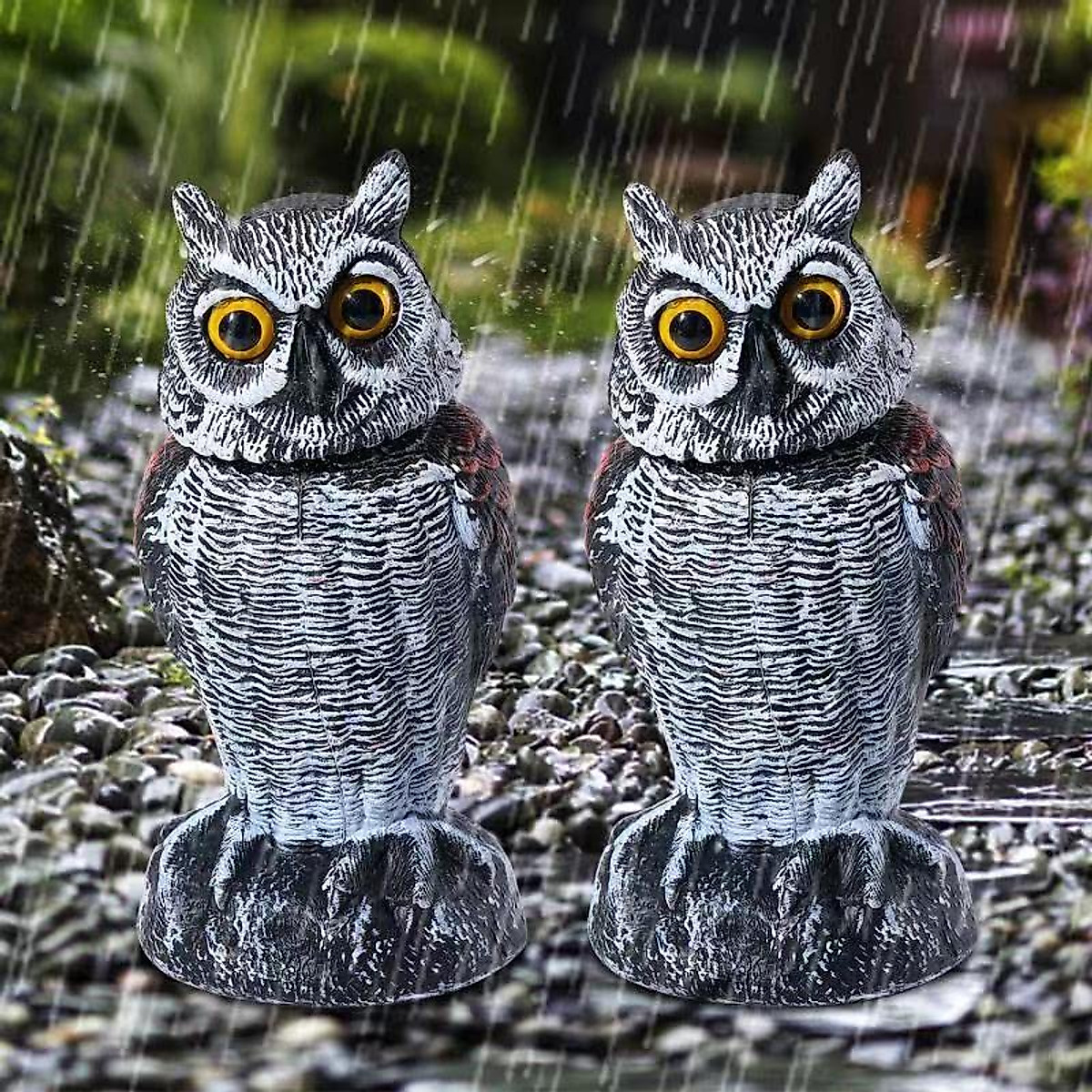 KKY Fake Owl Sculpture Latest 2pc, Revolving Head Plastic Owl for Outdoor Garden.