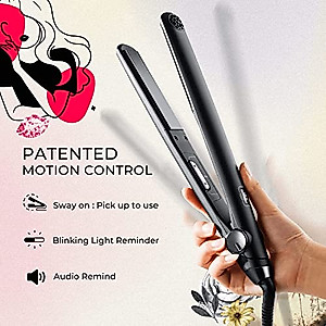TYMO SWAY Hair Straightener with 10s Fast Heating, 1 Inch Professional Flat Iron Curling Iron in One with 32 Adjustable Temp, Automatic Shut Off, Dual Voltage