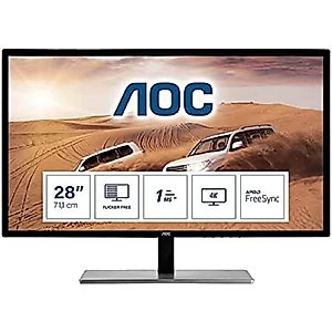 AOC U2879VF 28”Class LED 4K Monitor 3840x2160, 300cd/m2, 10Bit Color, FreeSync, VGA, DVI, HDMI, DP