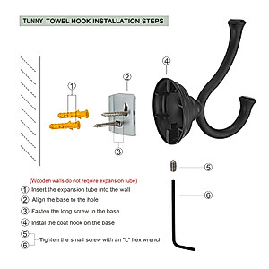 TUNNY Towel Hook Bathroom-2 Pack Champagne Gold Brushed Double Robe/Towel Hook Wall Mounted Hook for Bathroom Bedroom Kitchen