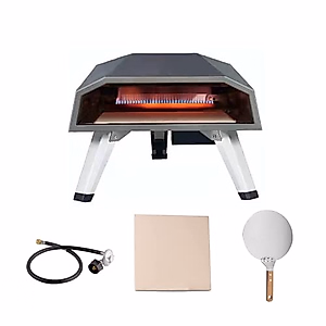 Outdoor Pizza Oven Gas Pizza Oven Portable Outside Ovens - Foldable Feet with Propane Gas Regulator and Hose, Pizza Peel, Stone. 12'' Pizza Maker for Outdoor Cooking