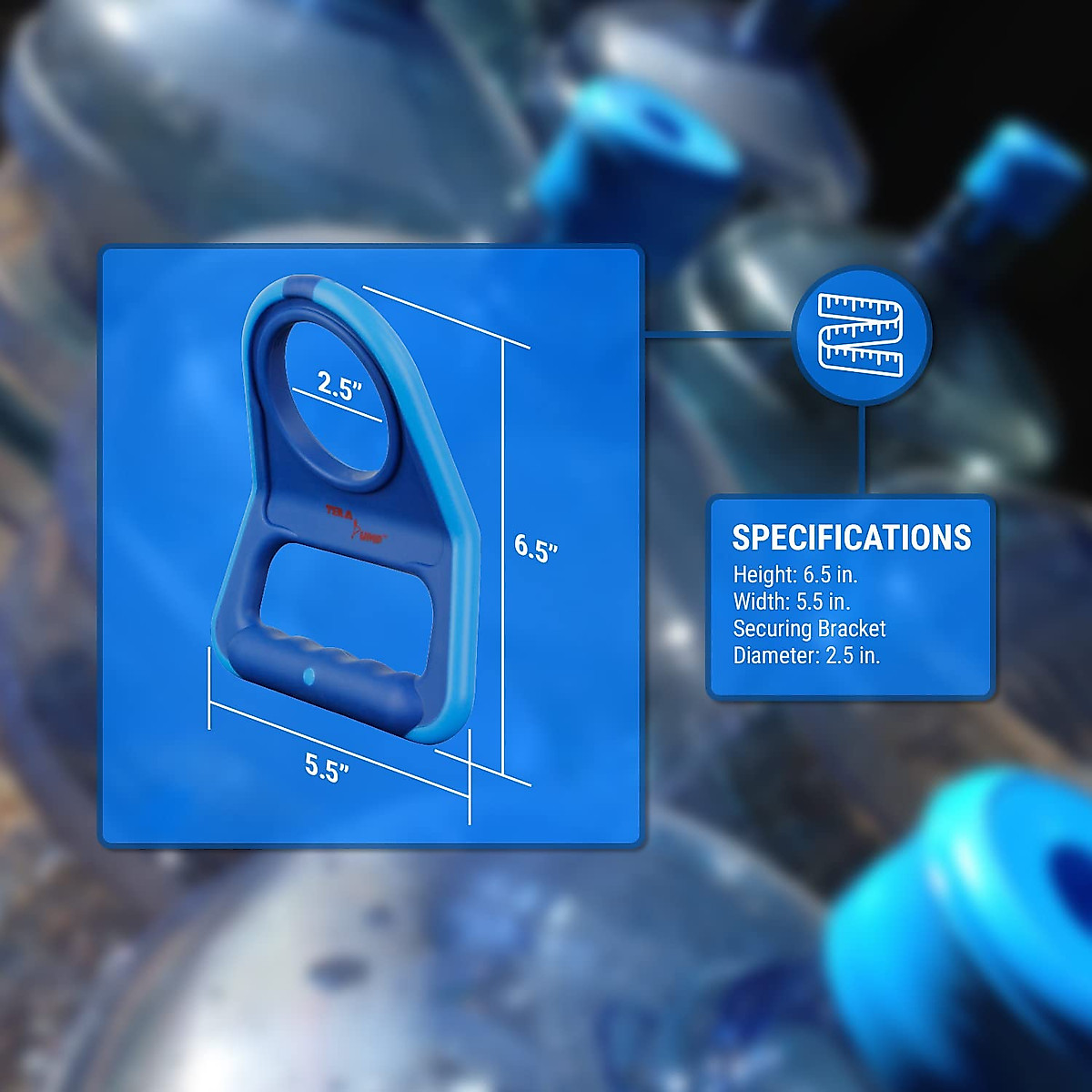 TERA PUMP TRDWH002 Advanced Ergonomic Designed 2nd Gen 5 Gallon Drinking Water Bottle Handle Carrier Lifter with Rubberized Anti-Slip Holder