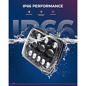 KAX 7x6 5x7 Led Headlights 300% Brighter Upgraded Led Sealed Beam Headlamps with High Low Beam H6054 6054 Led Headlights Replacement for YJ Cherokee XJ Savana Truck with H4 Adapters 2Pcs