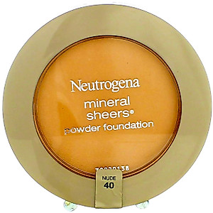 Neutrogena Mineral Sheers Compact Powder Foundation, Lightweight & Oil-Free Mineral Foundation, Fragrance-Free, Nude 40,.34 oz