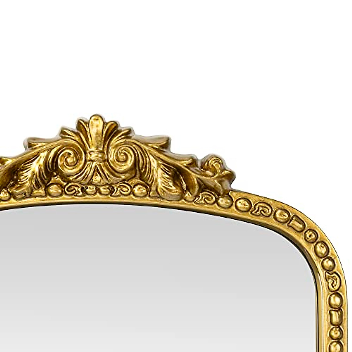 EGHOME Traditional Ornate Floor Mirror Arched Framed Full Length Wall Mirror Baroque Inspired Full Body Mirror, Antiqued Gold 30 x 60''