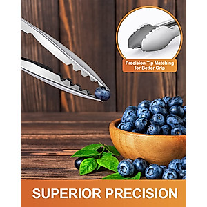 Bnlcd Cooking Tongs with Teeth, Premium Stainless Steel Kitchen Tongs Set of 2-9" and 12", Heavy Duty Locking Metal Food Tongs with Non-Slip Grip - Black