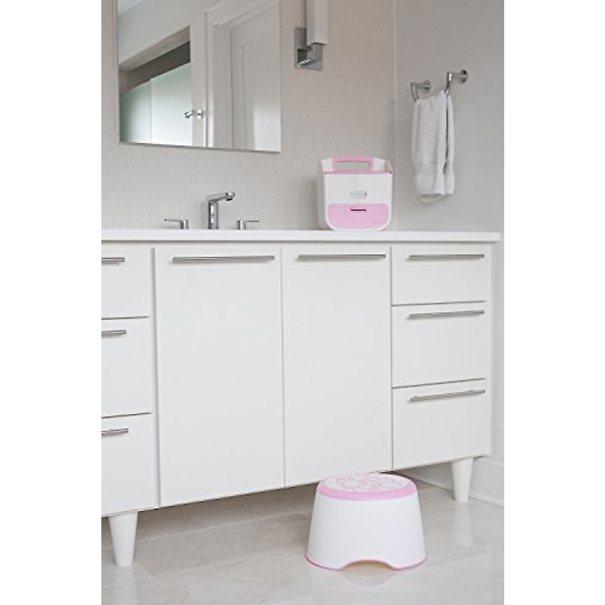 Ubbi Portable Diaper Changing Station + Diaper Storage Caddy Organizer with Changing Mat: Easily Stores Baby Diapers, Wipes + Baby Accessories - Pink