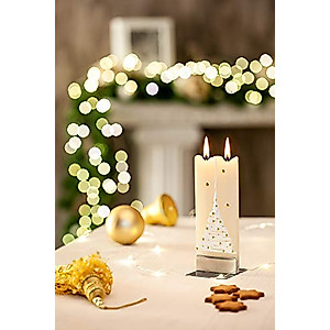 Flatyz Christmas Night Candle with Star - Flat, Decorative, Hand Painted Christmas Candle Gifts for Women or Men - 6 inches