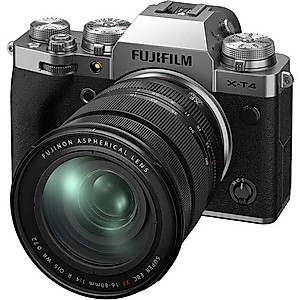 Fujifilm X-T4 Mirrorless Digital Camera with XF 16-80mm f/4 R OIS WR Lens (Silver) Bundle, Includes: SanDisk 64GB Extreme PRO SDXC Memory Card, Spare Fujifilm NP-W235 Battery + More (7 Items)