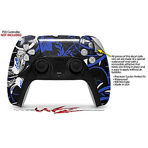 WraptorSkinz Skin Wrap compatible with Sony PS5 DualSense Controller Twisted Garden Blue and White (CONTROLLER NOT INCLUDED)