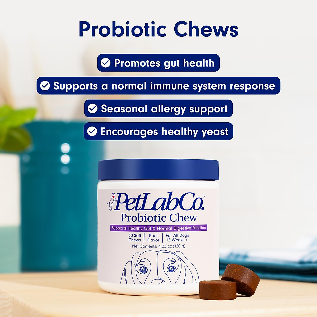 PetLab Co. – Gut & Dental Bundle: Dog Probiotics for Gut Health, Seasonal Allergies, Skin & Ear Healthy Yeast Levels 30 Count & Doggy Dental Powder for an Effortless Deep Clean in 1 Scoop