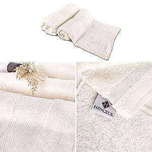 Hencely Towels, Hand Towel Set of 2 (16x 28 inches) Soft Turkish Cotton Absorbent and Quick Dry Face Towel (Hand Towels 2 Pack, Ivory)