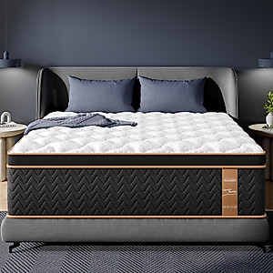 BedStory Queen Mattress, 14 Inch Hybrid Innerspring Mattress with Gel Memory Foam Individual Pocket Spring Fiberglass-Free Luxury Mattress in a Box Medium Plush CertiPUR-US Certified 60 x 80 Inch