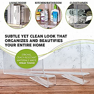 Clear Acrylic Shelf Divider and Organizer- Set of 6- Adjustable Closet Dividers for Shelves - 11" x 8” Shelf Dividers for Wood or Wooden Shelves, Purse Organizer, Sweater Organizer, Book Divider