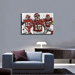 Patrick Mahomes, Tyreek Hill, Travis Kelce Poster Art Canvas Wall Art Decor Paintings Picture for Home Living Room Decoration Unframe:12x18inch(30x45cm)
