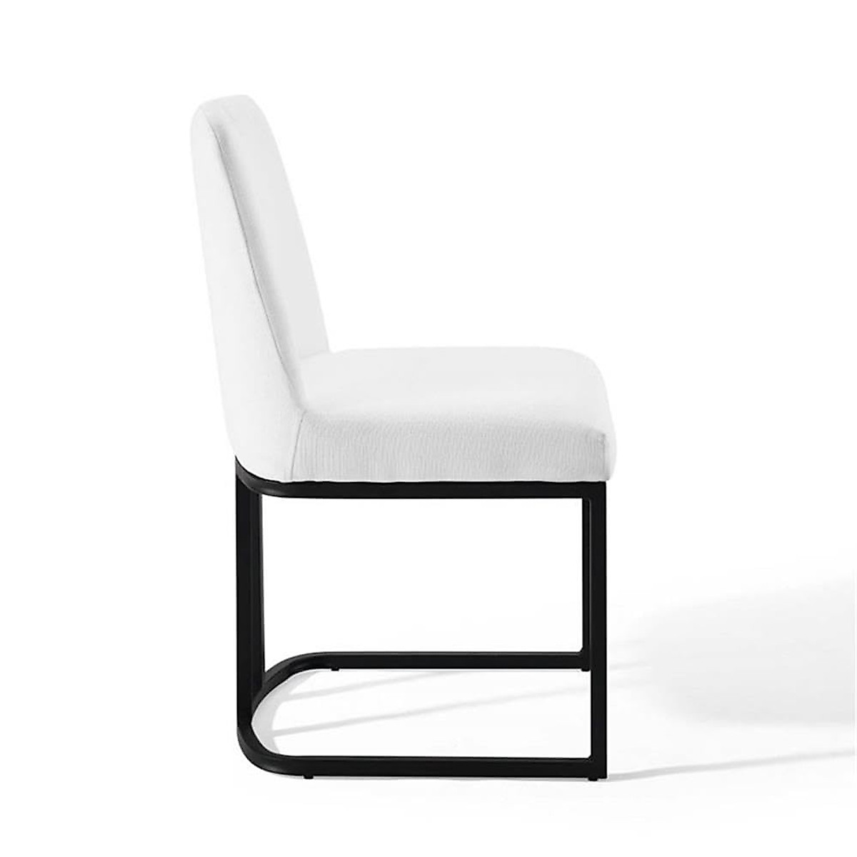 Modway Amplify Sled Base Upholstered Fabric Dining Side Chair, Black White 22 x 19 x 32