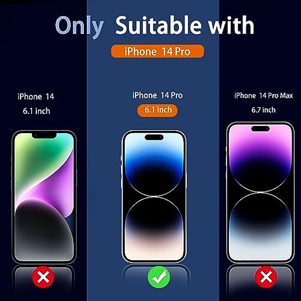 Ferilinso 3 Pack for Apple iPhone 14 Pro Privacy Screen Protector Tempered Glass Accessories 9H Anti Spy Privacy Screen for iPhone 14 Pro 3 Pack Camera Lens Protector Case Friendly