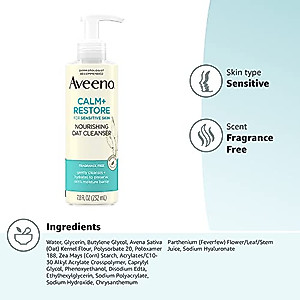 Aveeno Calm + Restore Triple Oat Hydrating Face Serum for Sensitive Skin, Gentle and Lightweight Facial Serum to Smooth and Fortify Skin, Hypoallergenic, Fragrance- and Paraben-Free, 1 fl. Oz