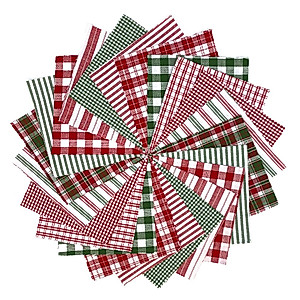 40+ Merry Christmas Charm Pack Red Green White, 5 inch Precut Cotton Homespun Fabric Squares by JCS