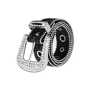 UTOWO Rhinestone Belt for Women Men, Western Cowgirl Cowboy Bling Studded Leather Belt for Jeans Pants