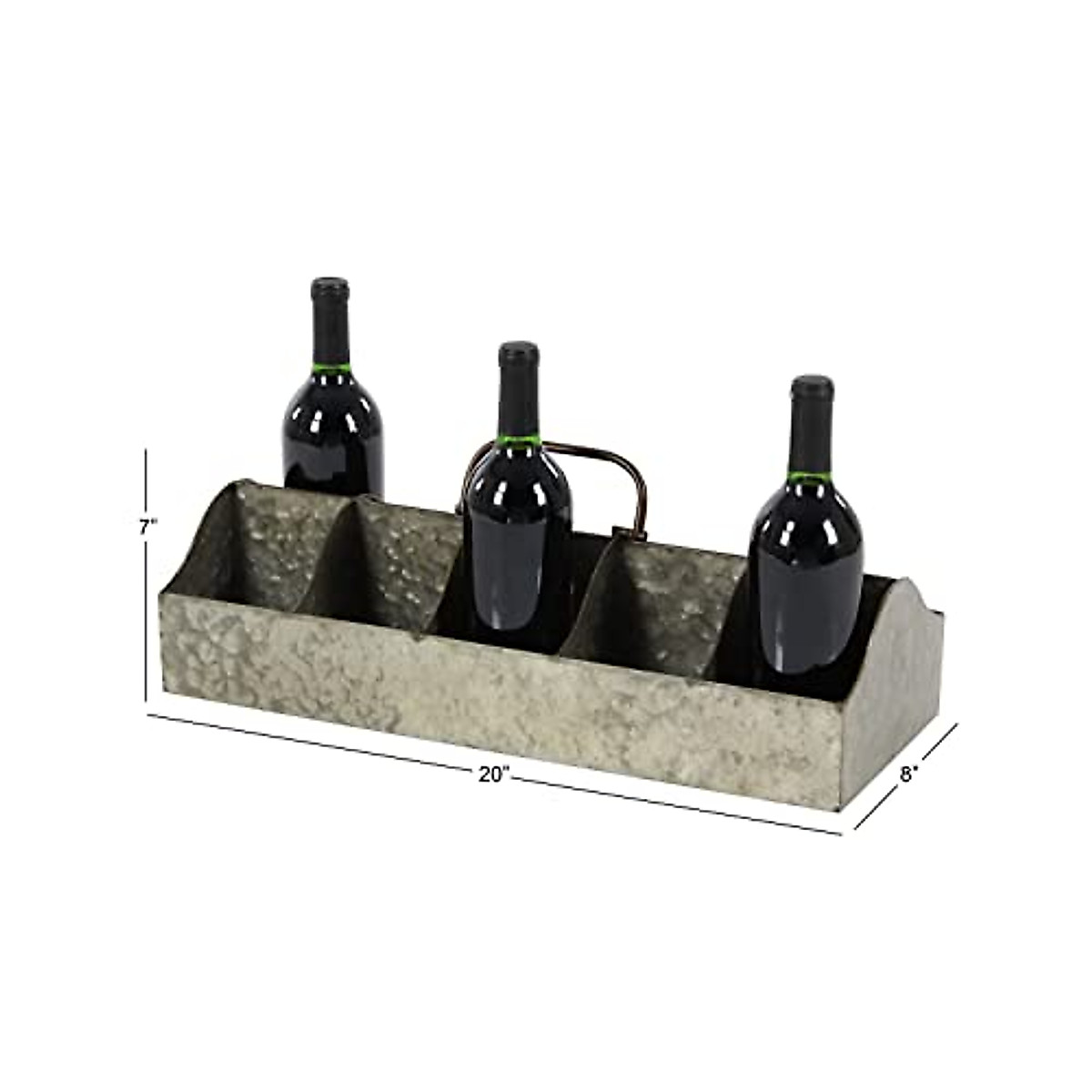 Deco 79 Grey Metal Farmhouse Wine Holder, 7" x 20" x 8"