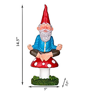 gn’OMs Garden Gnomes Statue Yoga Garden Gnome Meditating Lotus Pose on Mushroom, Outdoor Decoration for Patio Yard Lawn Porch Garden Ornament