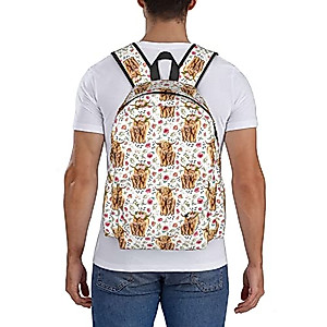 Zisqerts Highland Cow Backpack 16 Inches Lightweight Travel Laptop Backpack