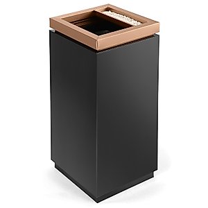 WICHEMI Trash Can Indoor Outdoor Commercial Trash Can with Lid Open Top Stainless Steel Industrial Large Garbage Can with Removable Inner Bucket Metal Trash Bin Square - 11.8x11.8x28.5in