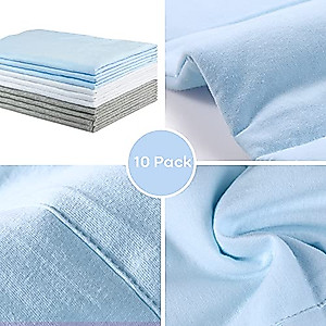 Yoofoss Baby Burp Cloths 10 Pack for Boys and Girls, Large 100% Cotton Thicken Washcloth 16‘’x12‘’ Soft and Absorbent Burping Cloth, Solid Color Spit up Cloth