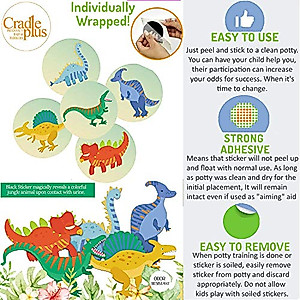 Potty Training Seat Magic Sticker | Dinosaur toddler Potty Training Toilet Color Changing Sticker | 5 Pack Toilet targets with FREE potty e book | Use with or Without Potty chart or potty watch