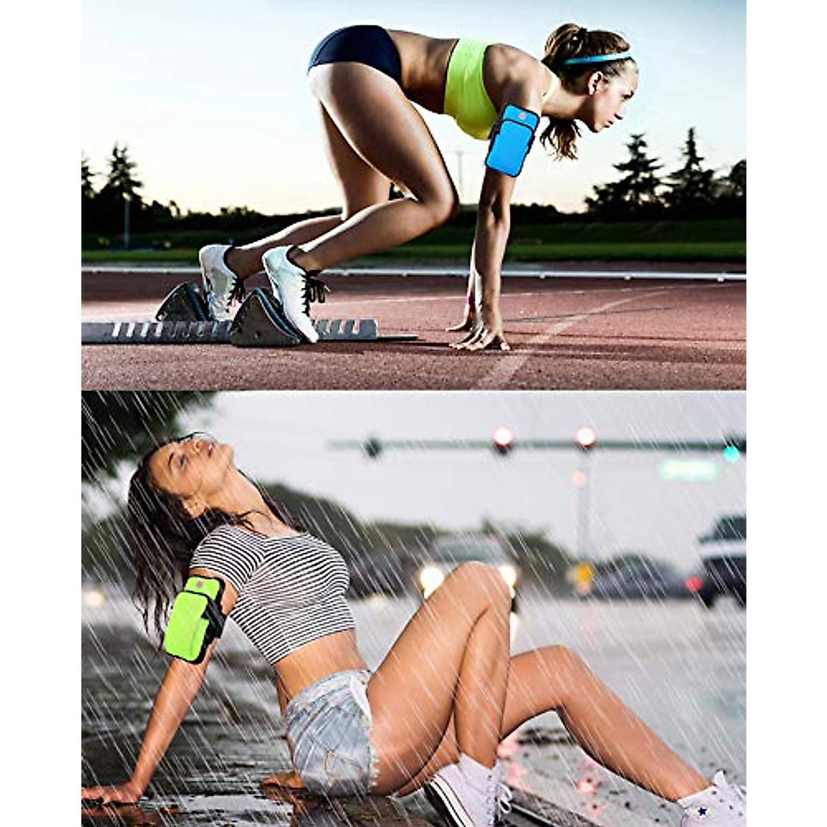 ANJ Outdoors Premium Elastic Running Armband for IPhone X, 8 plus, 7, Galaxy Phones | Water Resistant | Large Capacity Upper Arm Band to hold Money, Cards and Keys |Ideal Running Phone Holder (Black)