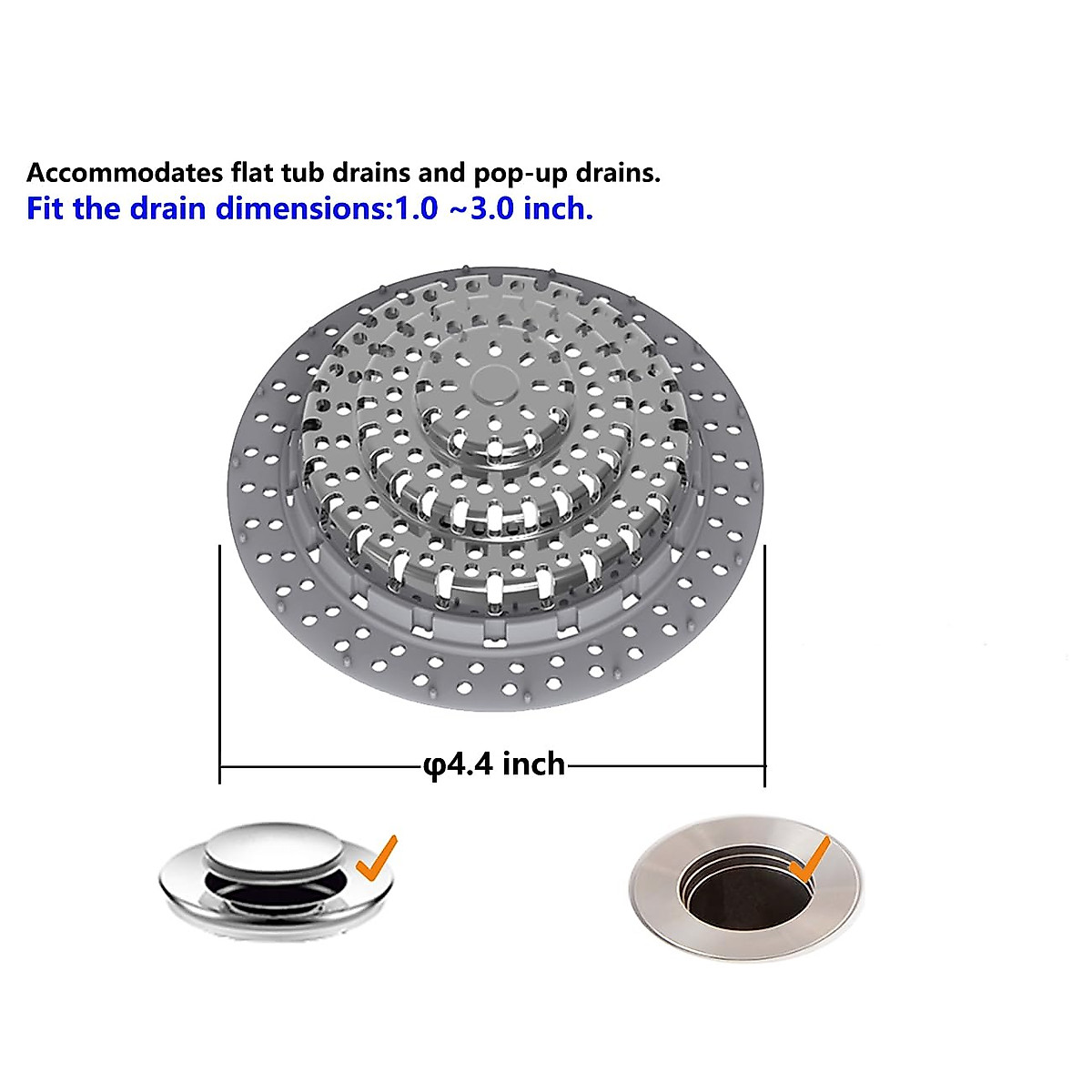 XAJOON Bathtub Drain Hair Catcher，Bathtub Protector Suitable for Bathroom Bathtub, Pop-Up Drains. (Patented Product)