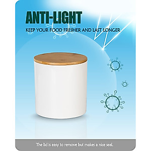 Lareina Ceramic Large Food Storage Canister with Airtight Seal Bamboo Lid, Utensil Holder 82.12 FL OZ (2450 ML) White Cookie Jar for Home and Kitchen Serving for Coffee, Sugar, Tea, Flour and More