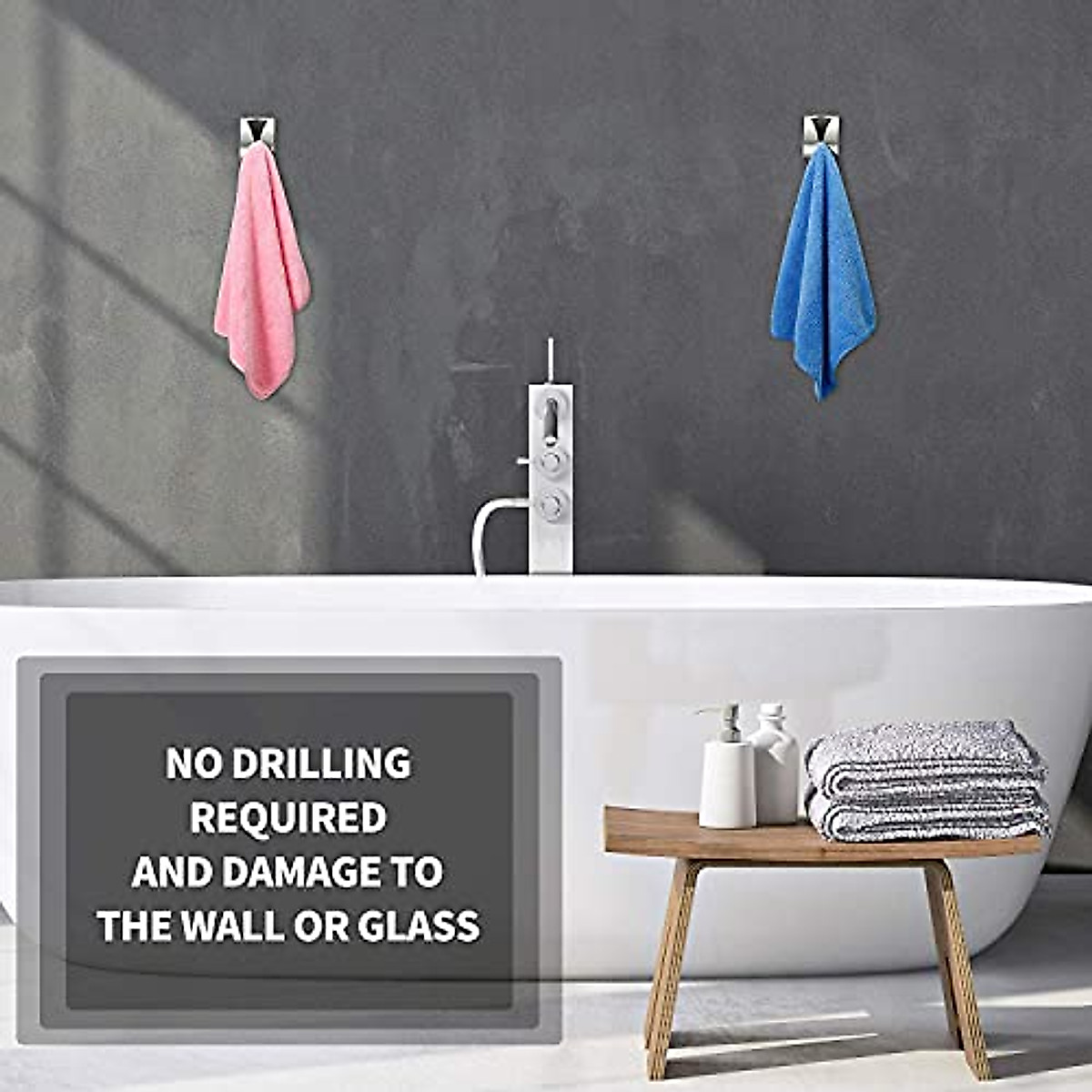 Boao Self Adhesive Grabber Stainless Steel Kitchen Dish Towel Hook Wall Mount Non Drilling Towel Hangers Rack Hand Towel Hook Tea Towel Holders for Bathroom