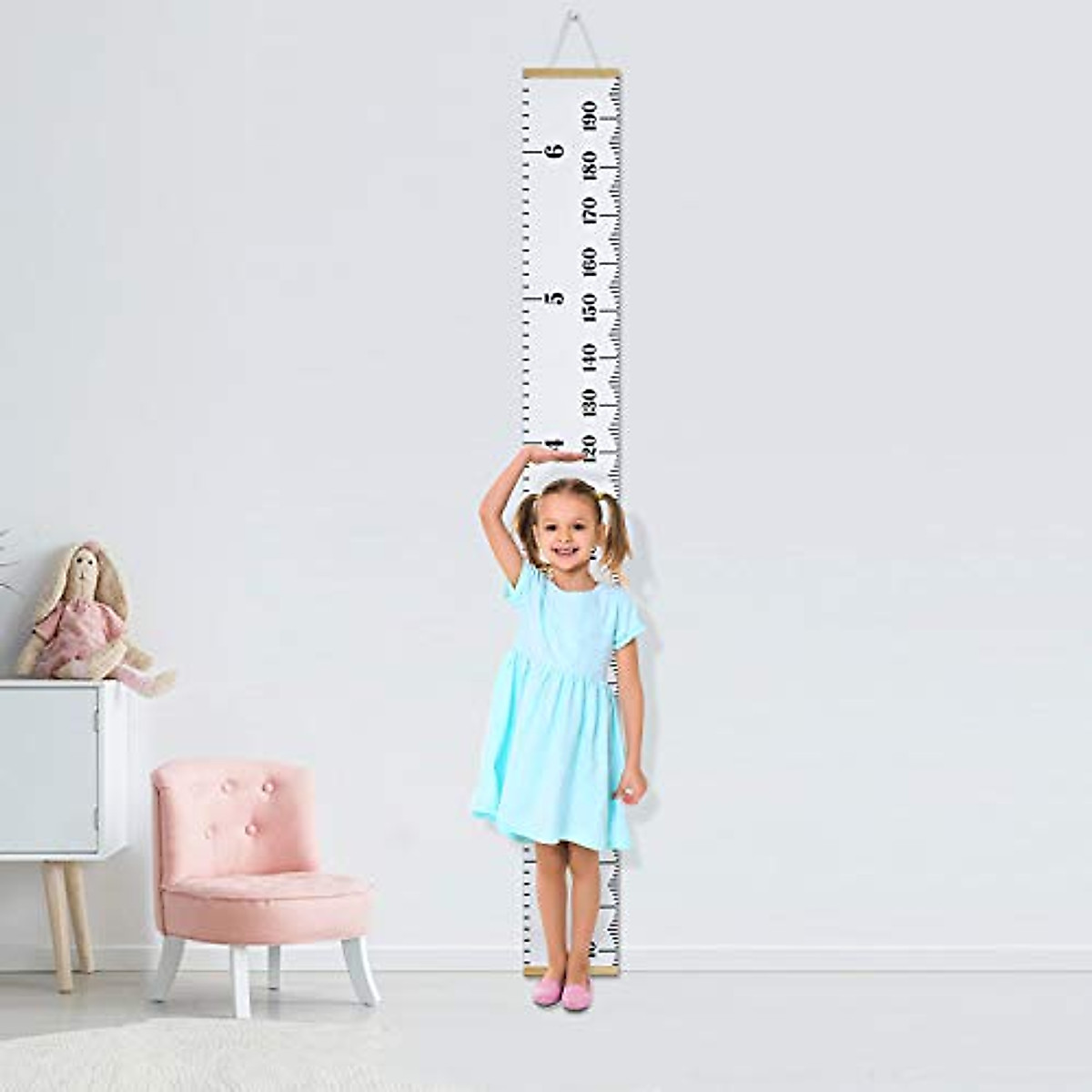 PandaEar Baby Height Growth Chart Ruler| Kids Boys Girls | Removable Wall Decor Measurement 79" x 7.9" (White)