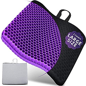 Gel Seat Cushion, Seat Cushion with Non-Slip Cover Gel Cushion for Office Chair Car Wheelchair Seat Cushion Double Thick Breathable Honeycomb Egg Seat Cushion for Tailbone Back Sciatica Pain Relief