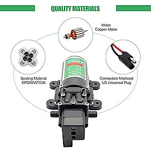 LONGRUN Fresh Water Pump 12V DC Diaphragm Pumps with Adjustable Pressure Switch, 4.5L/Min 1.2GPM 85 PSI Self Priming Sprayer Pump for RV/Camper/Marine/Boat/Garden Lawn