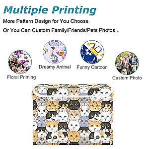 CaTaKu Large Fabric Storage Bins With Lids, Animal Cats Head Storage Boxes With Handles for Organizing Clothes, Collapsible Storage Cube Bins Baskets for Shelves