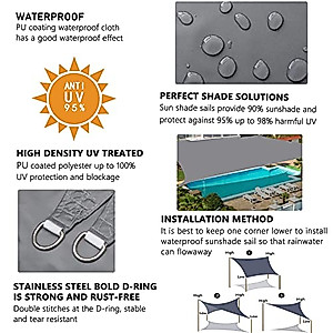 Shade Sail Waterproof Triangle Umbrella UV Protection Oxford Cloth Shade for Outdoor Terrace Backyard and Garden 10'x10x10'