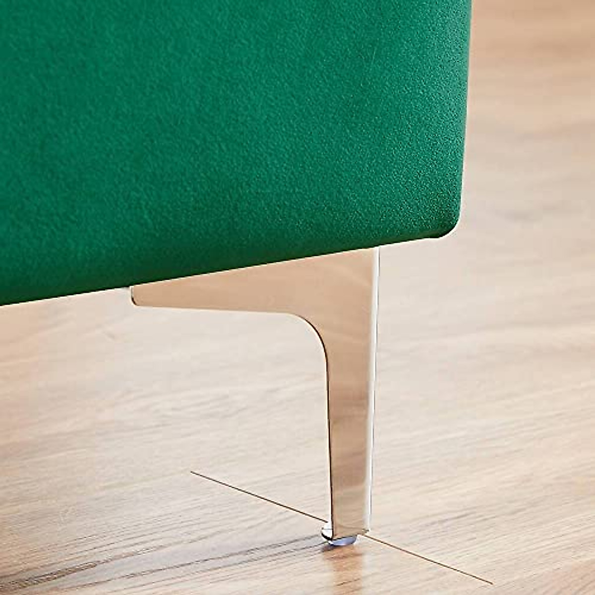 Elegant Finest Pine Green Storage Ottoman Bench Rectangular Pouf Seat Foot Stool Plush Velvet Upholstered Padded Cushion Top Hidden Large Compartment Weight-Bearing Metal Legs Space-Saving Article