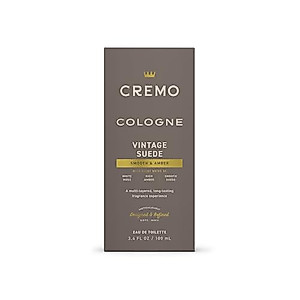 Cremo Cologne for Men - Vintage Suede Reserve Mens Cologne - A Combination of White Moss, Rich Amber, and Smooth Suede, 3.4 Fl Oz