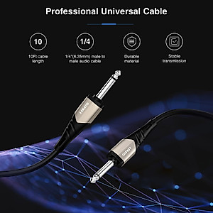 LEKATO Guitar Cable 1/4 Inch Professional Instrument Cable Electric Guitar AMP Cord, Straight to Straight Cord Compatible with Electric Guitar,Bass,Amp,Keyboard,Mixer(10ft